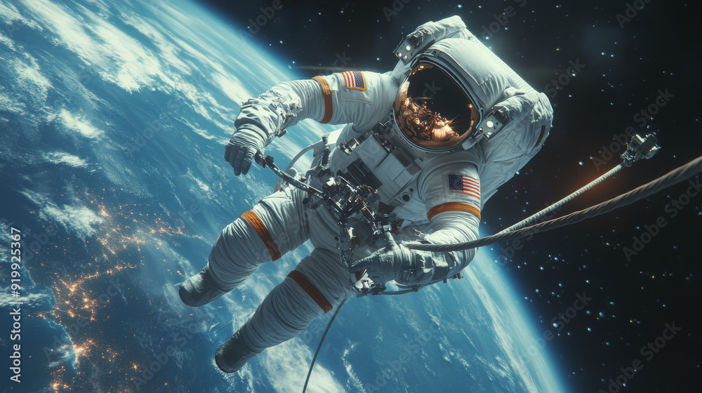 A director shoots a commercial with an astronaut in space, fixing a ...