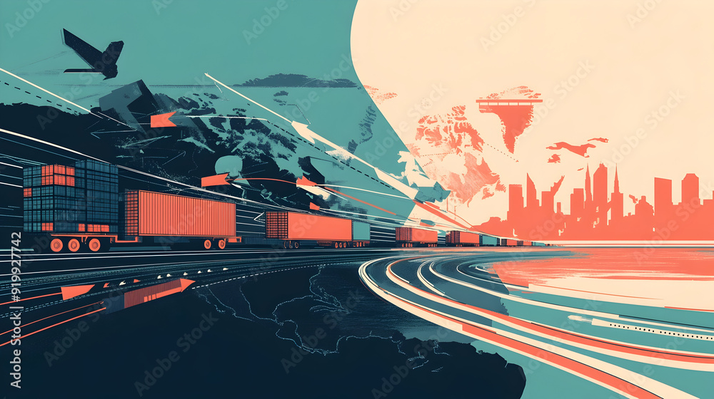Global Trade Impact Shown by International Trade Routes and Goods Flow ...
