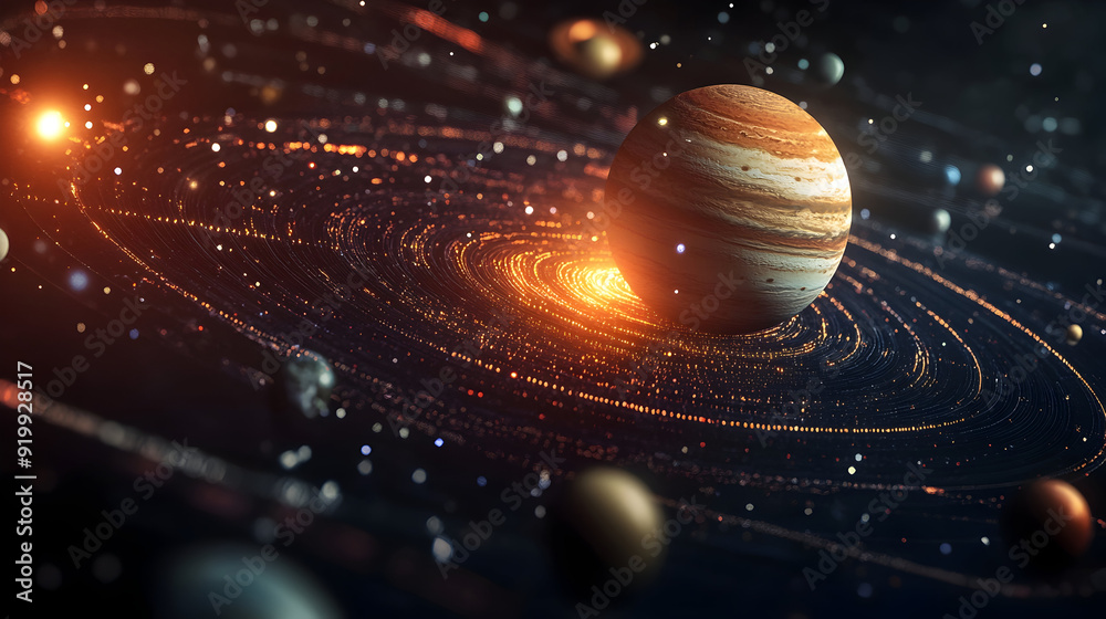 Holographic Display of Solar System - A digital render of a holographic ...