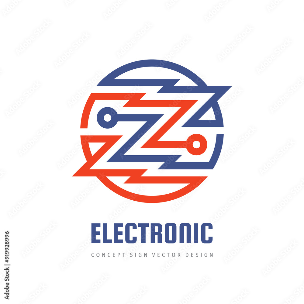 Electronic technology - vector logo design. Digital chip icon sign ...