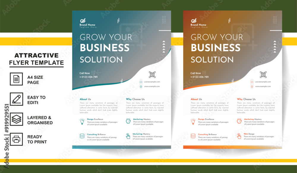 Business solution Flyer Layout design template 2025, business flyer ...