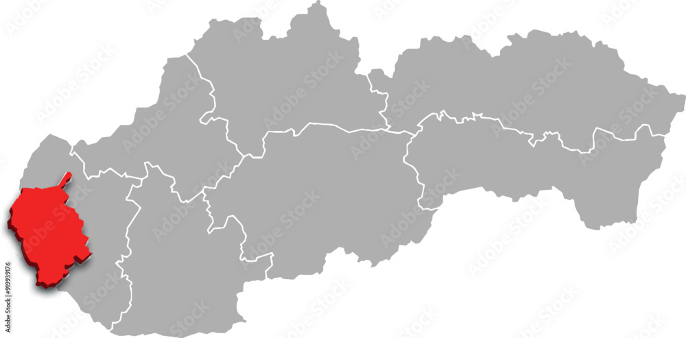 bratislava region map ADMINISTRATIVE DIVISIONS of SLOVAKIA 3d isometric ...