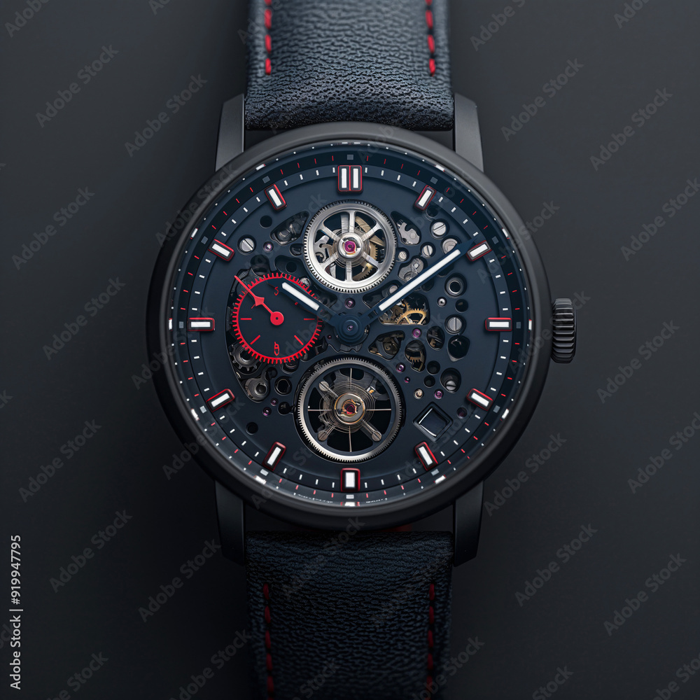 The watch features intricate mechanical design elements, showcasing ...