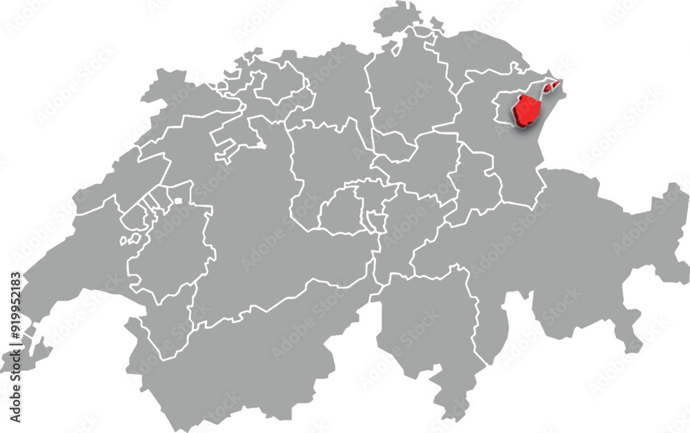 appenzell innerrhoden map ADMINISTRATIVE DIVISIONS of SWITZERLAND 3d ...