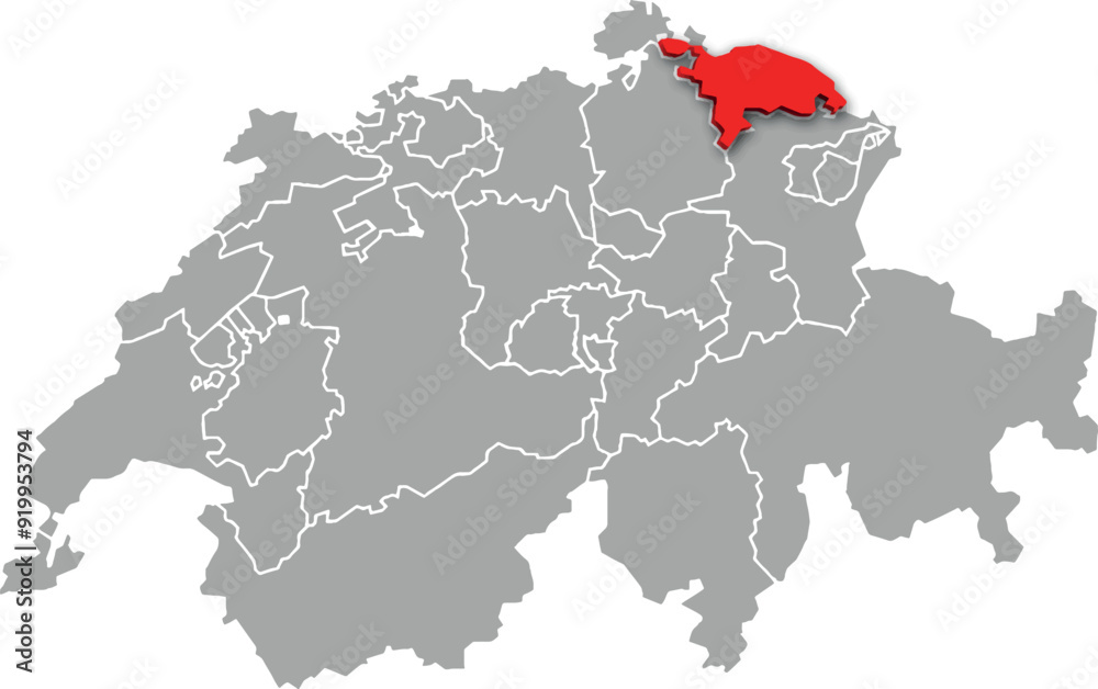thurgau map ADMINISTRATIVE DIVISIONS of SWITZERLAND 3d isometric map ...