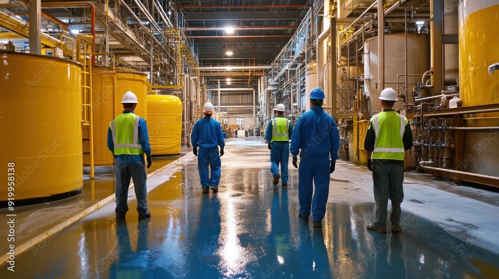 Generate a photo realistic image of workers receiving training on ...