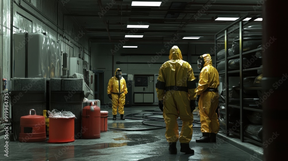 Generate a photo realistic image of workers training on handling ...