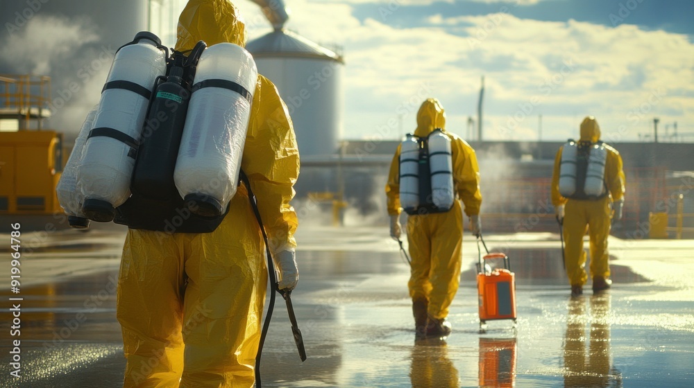 Generate a photo realistic image of workers training on handling ...