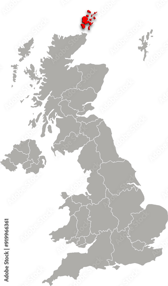 orkney islands map ADMINISTRATIVE DIVISIONS of UNITED KINGDOM 3d ...