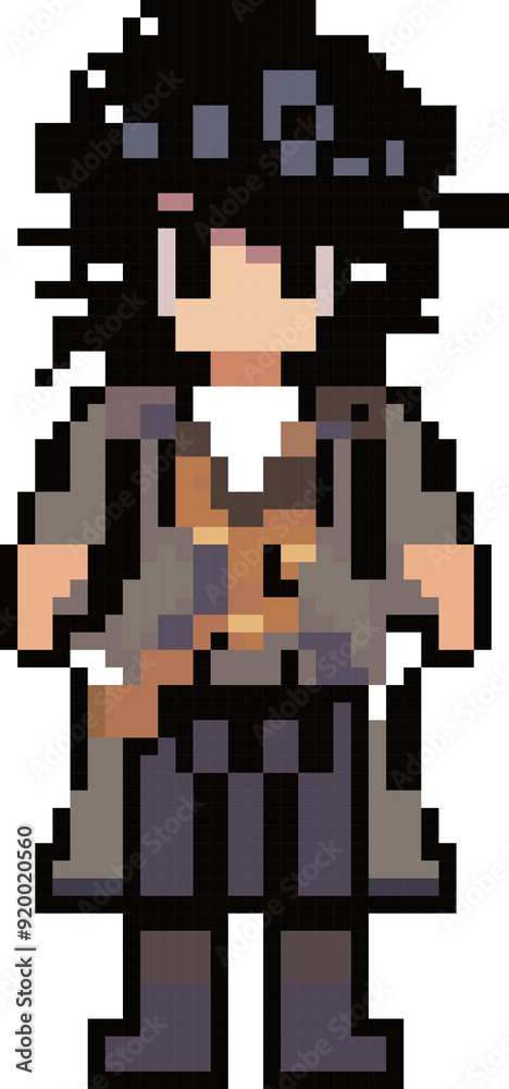 Pixelated Adventurer: A character designed in a pixelated style, ready ...