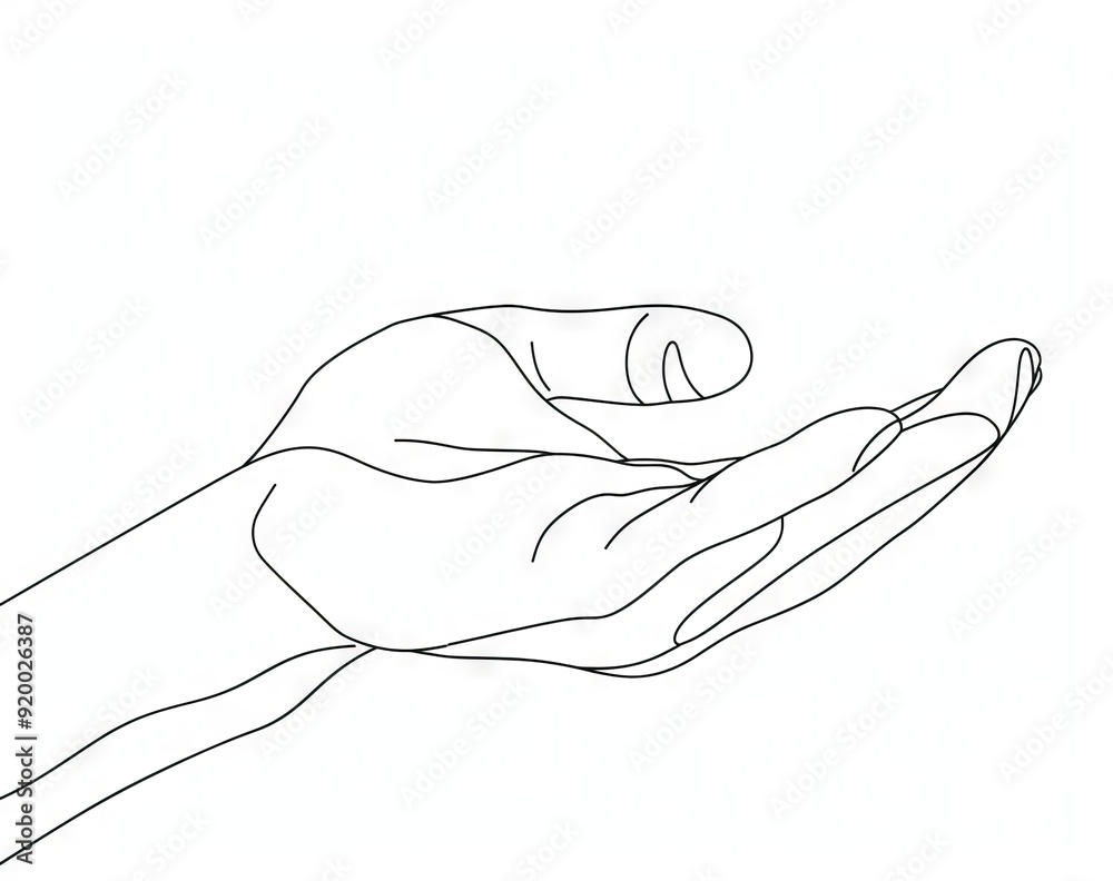 This is a continuous one line drawing of a hand gesture with the letter ...