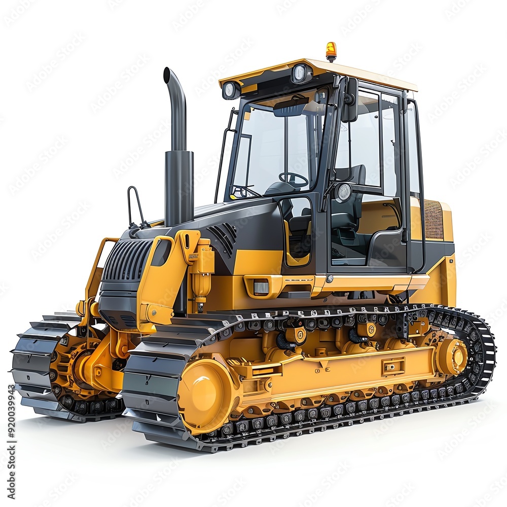 Compact crawler loader with tracks, isolated on white, ready for small ...