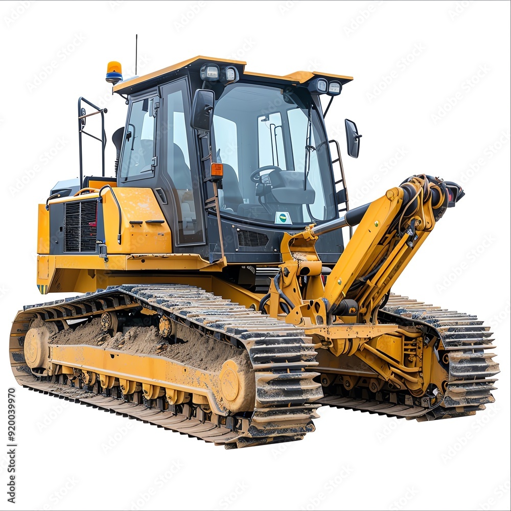 Compact crawler loader with tracks, isolated on white, ready for small ...
