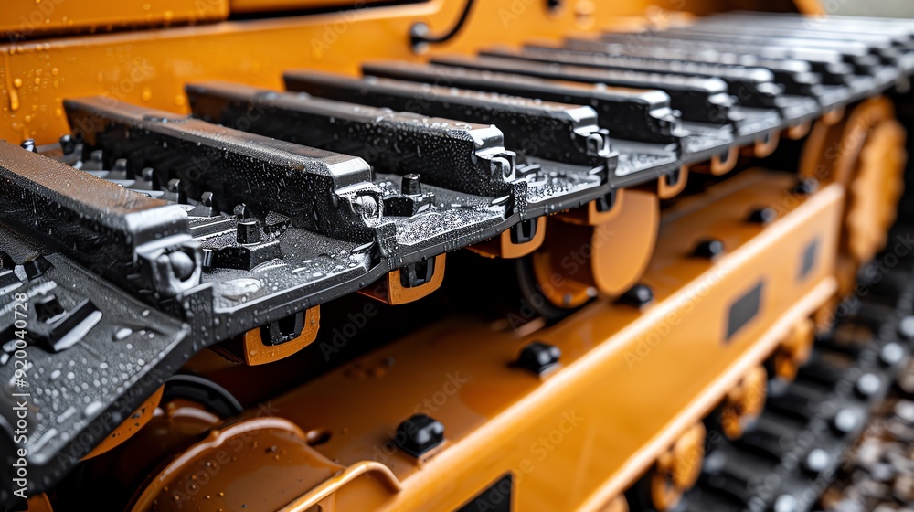 Detailed closeup of a crawler loader s tracks and undercarriage ...