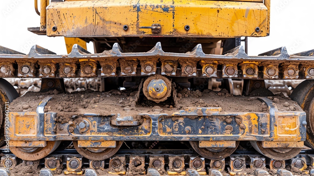 Detailed closeup of a crawler loader s tracks and undercarriage ...