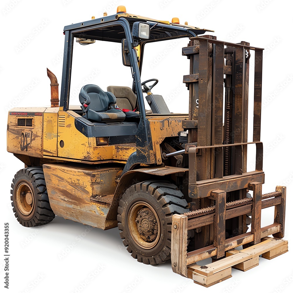 Skidsteer loader with pallet forks attached, isolated on a white ...