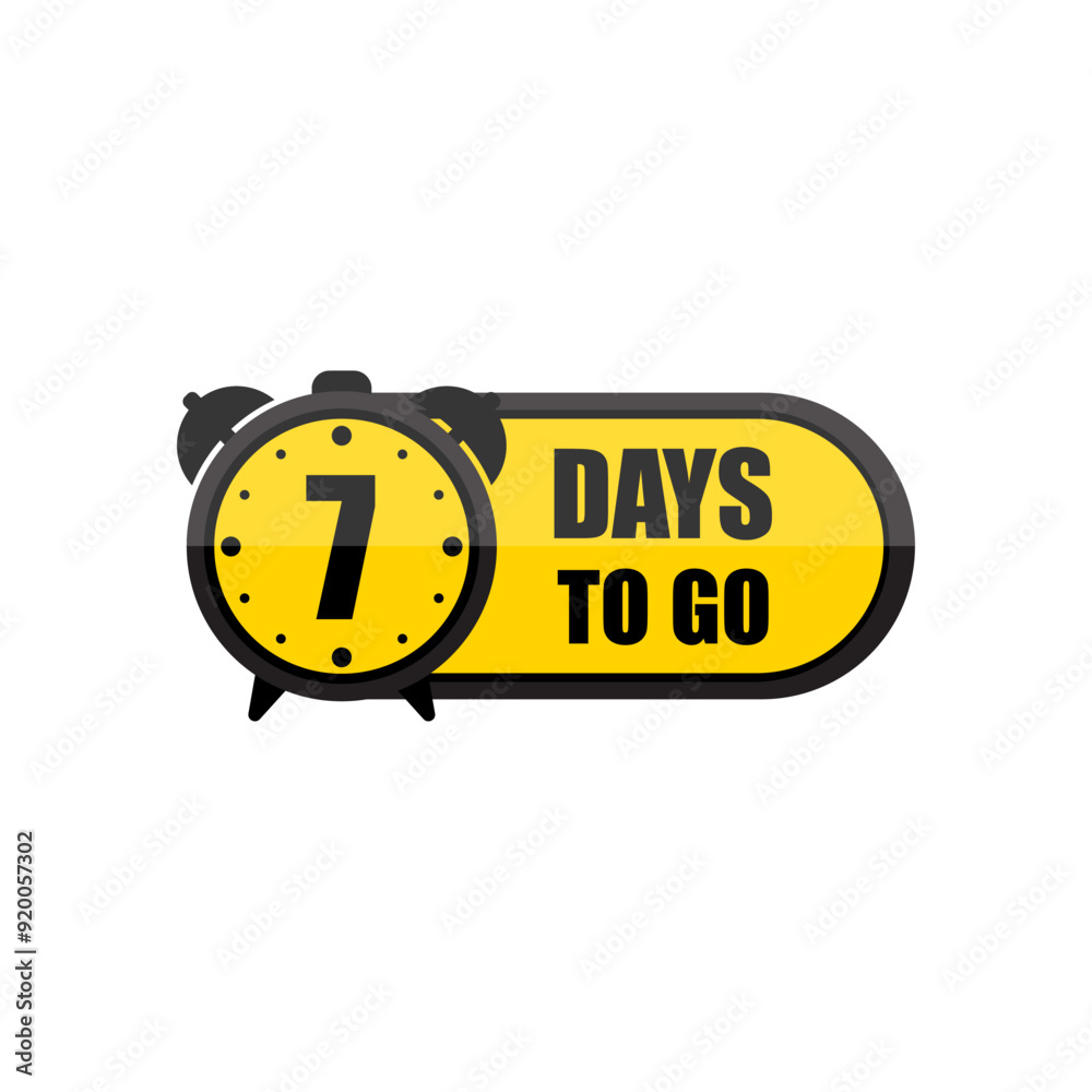 Countdown timer illustration. Number seven focus. Bold 7 days to go ...