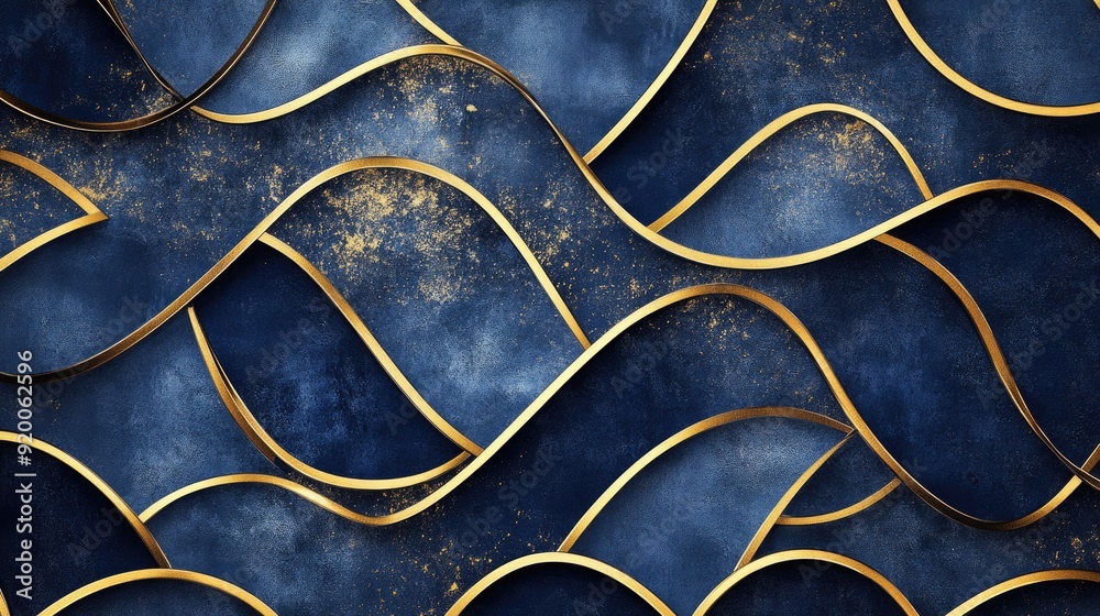 Elegant navy blue and gold background with abstract patterns, great for ...
