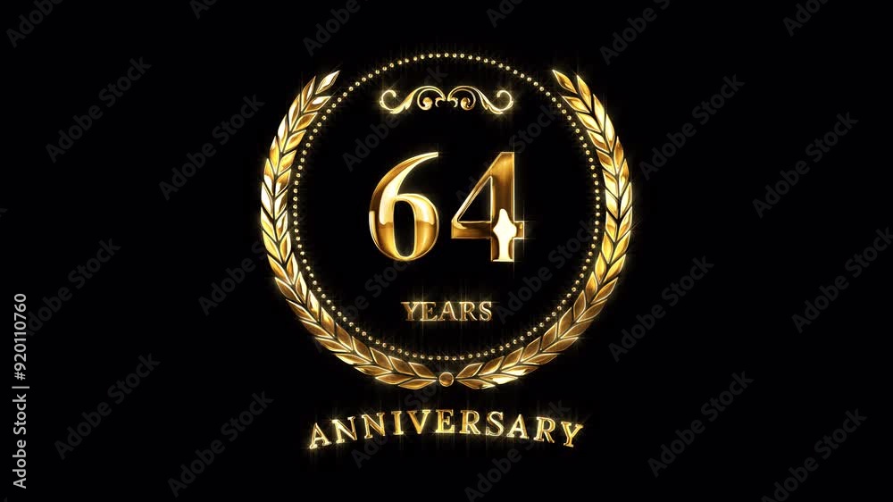 64th Anniversary Celebration. Happy 64 Years Anniversary Animation in ...