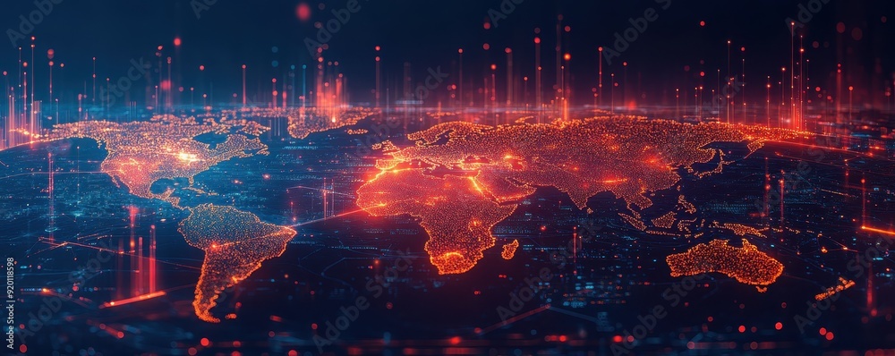 Detailed, hyper-realistic sales distribution heatmaps on a global e ...