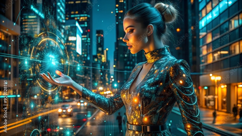 Supermodel in a futuristic digital marketing setting: A high-fashion ...