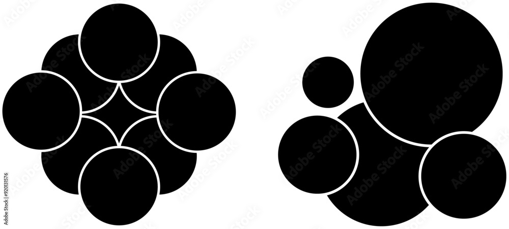 Set of Multiple circle photo collage template vector illustration ...