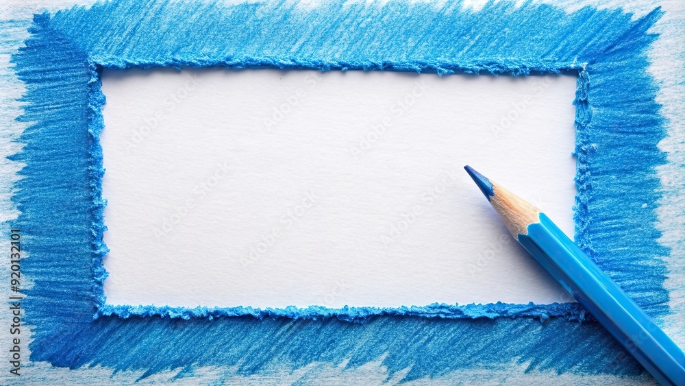 Messy blue pencil drawing with a jagged frame, blue, messy, pencil ...