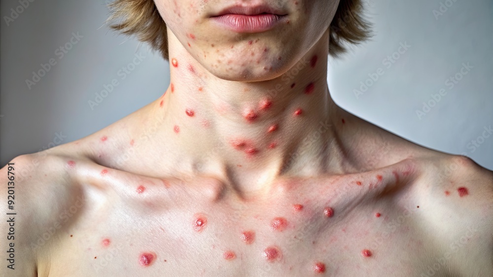 Foto De Chickenpox Rash With Blistering Sores Caused By The Varicella