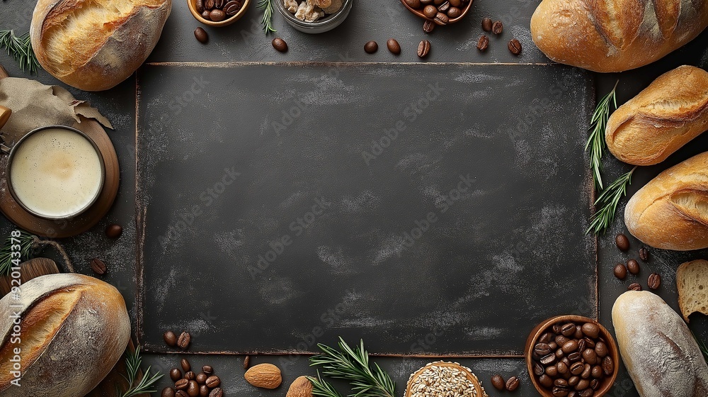 Create a chalkboard menu background with a rustic feel, bordered by ...