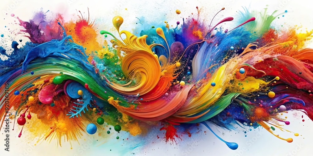 Chaotic whirlwind of brushstrokes and color splashes conveying raw ...