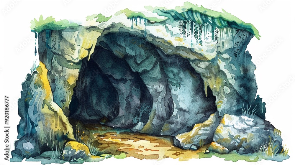 Exploring caves and caverns,Clipart, watercolor illustration, Perfect ...