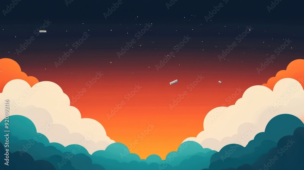 Flat design of a clear sky with skywriters creating messages or ...