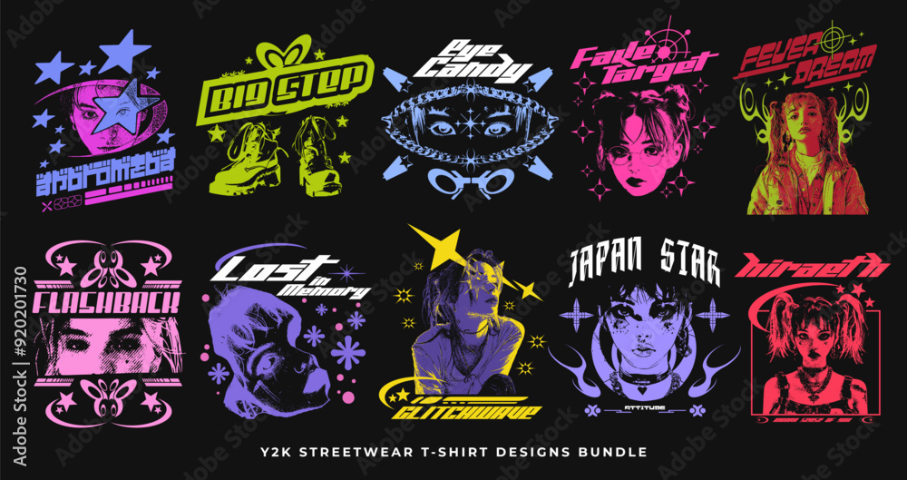 Y2k T-shirt Designs Bundle, Streetwear Brutalism Graphic T shirt for ...