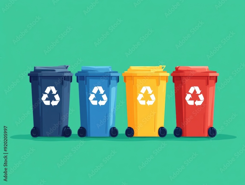 Organized Waste Segregation with Clearly Labeled Bins in Flat Design ...