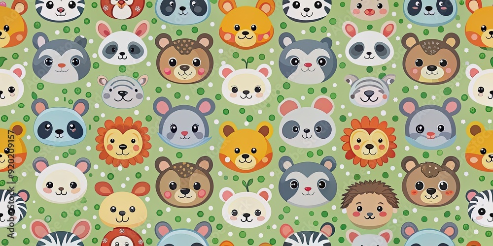 s of cute animal patterns in a seamless tile design , animals, cute ...