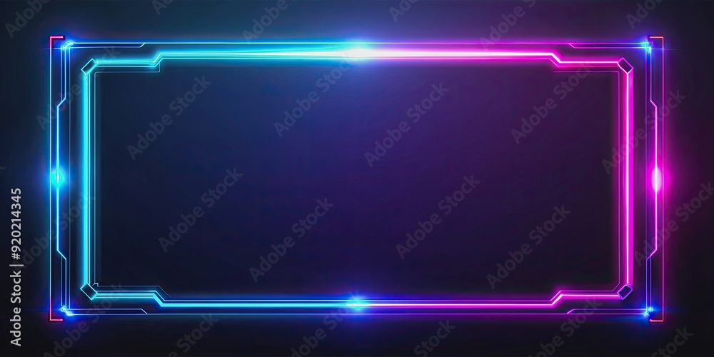 Live streaming background frame with animated neon overlay for gaming ...