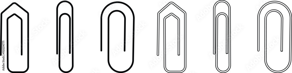 Paper Clip Icon set Flat Graphic Design element, attachment , document ...