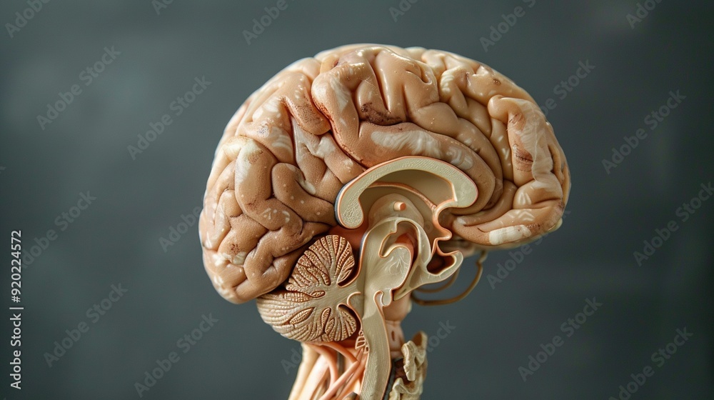 Anatomical Model of a Human Brain with Visible Folds and Internal ...