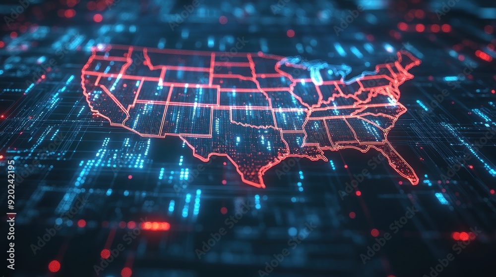 A 3D animation of an American election results board, shown in high ...