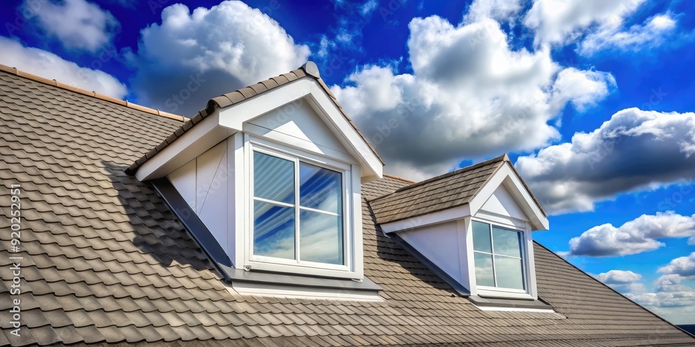 ภาพประกอบสต็อก Modern attic conversion featuring a newly installed ...