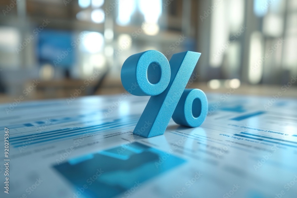 A modern 3D animation of an interest rate cut, depicted through falling ...