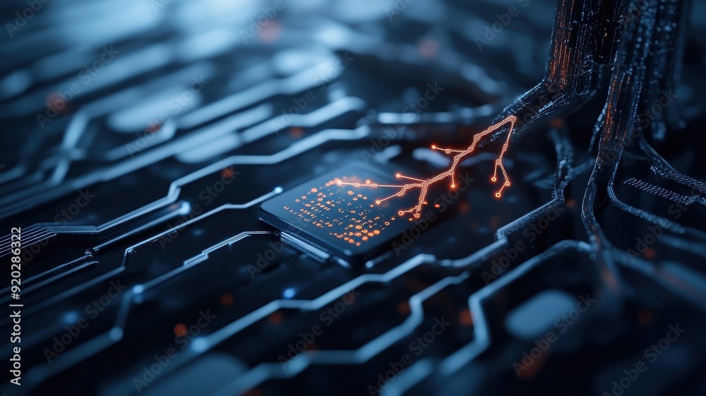 Digital tree with branches and leaves representing knowledge and ...