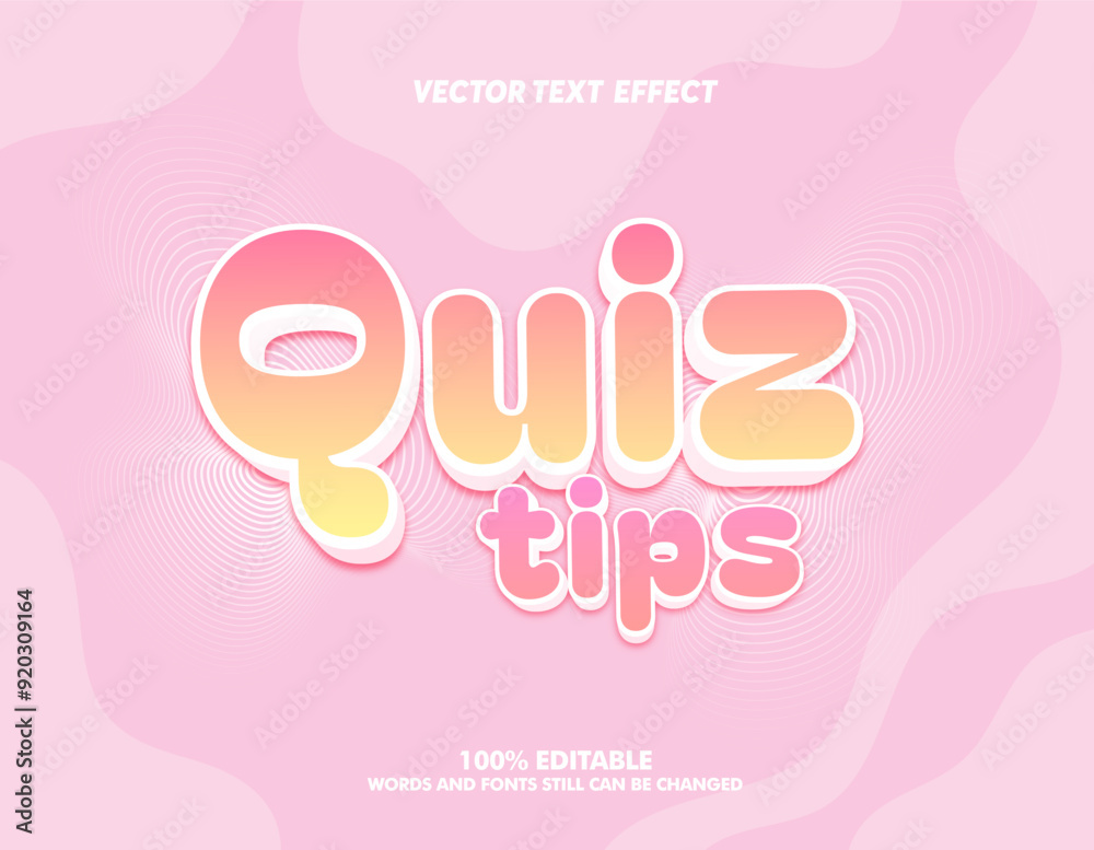 Editable text effect - Quiz Time and Quiz Tips 3d cartoon template ...