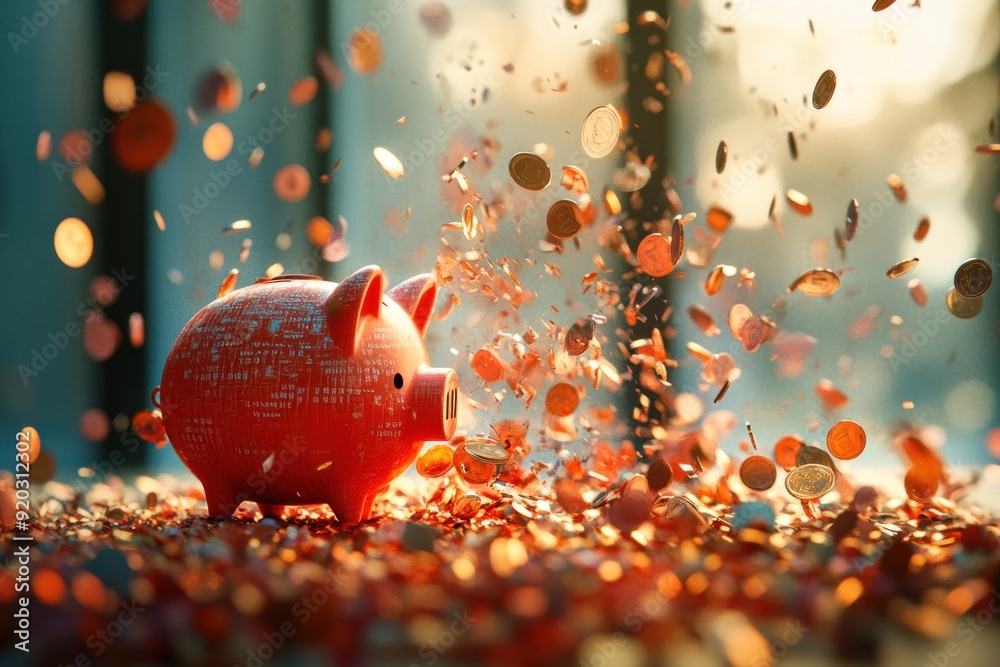 A detailed 3D animation of an economy in recession visualized through ...