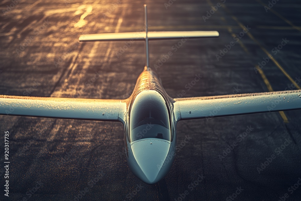 Portrait of a glider plane highlighting its sleek aerodynamic shape ...