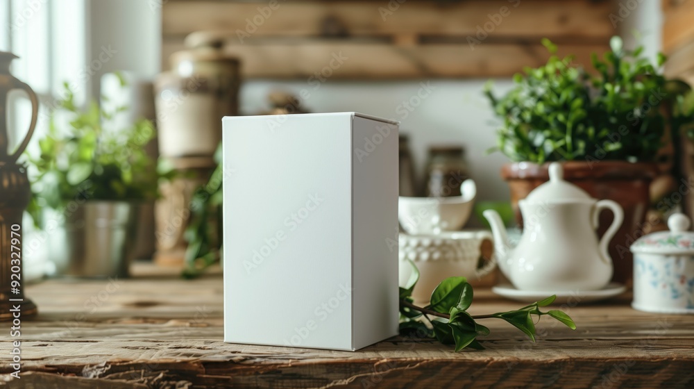 Blank white tea packaging template Vintage mockup of delicious drink ...