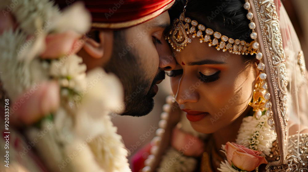 Indian wedding couple during the vidai ceremony, emotional farewell ...