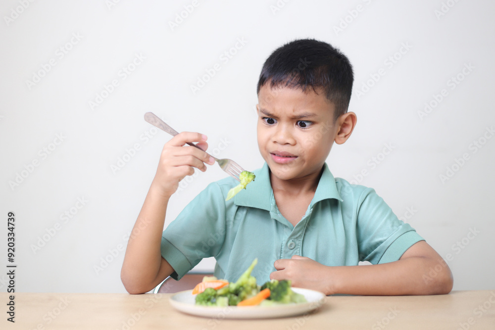 Nutrition healthy eating habits for kids concept. Children do not like ...