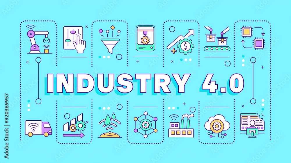 Industry 4 0 word cloud animation. Industrial revolution. Smart ...