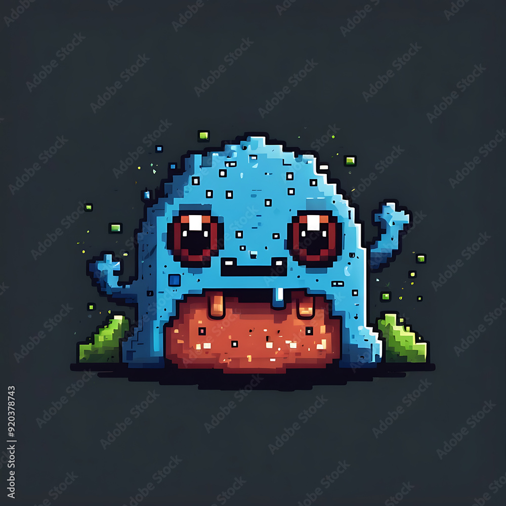 Blue slime Pixel Art ,Slime Pixel Art ,Fantasy Slime Pixel Art,Slime ...